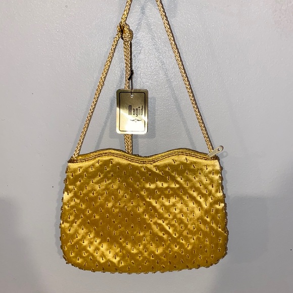 Magid | Bags | Magid Yellow Wgold Sequin Detail Beaded Crossbody Purse ...